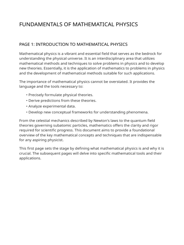 Introduction to Mathematical Physics | PDF