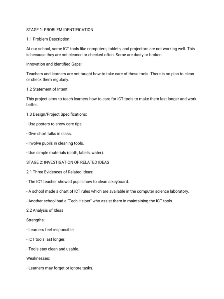 ICT Tool Care Project for Schools | PDF | Educational Technology ...