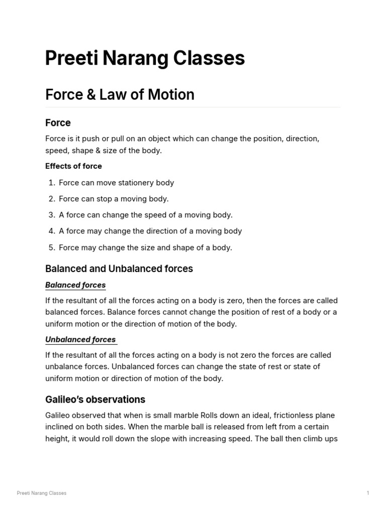 Force&LawsofMotion | PDF | Force | Newton's Laws Of Motion
