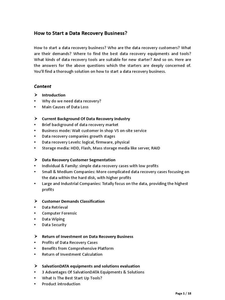 Starting a Data Recovery Business Guide | PDF | Hard Disk Drive | Flash ...