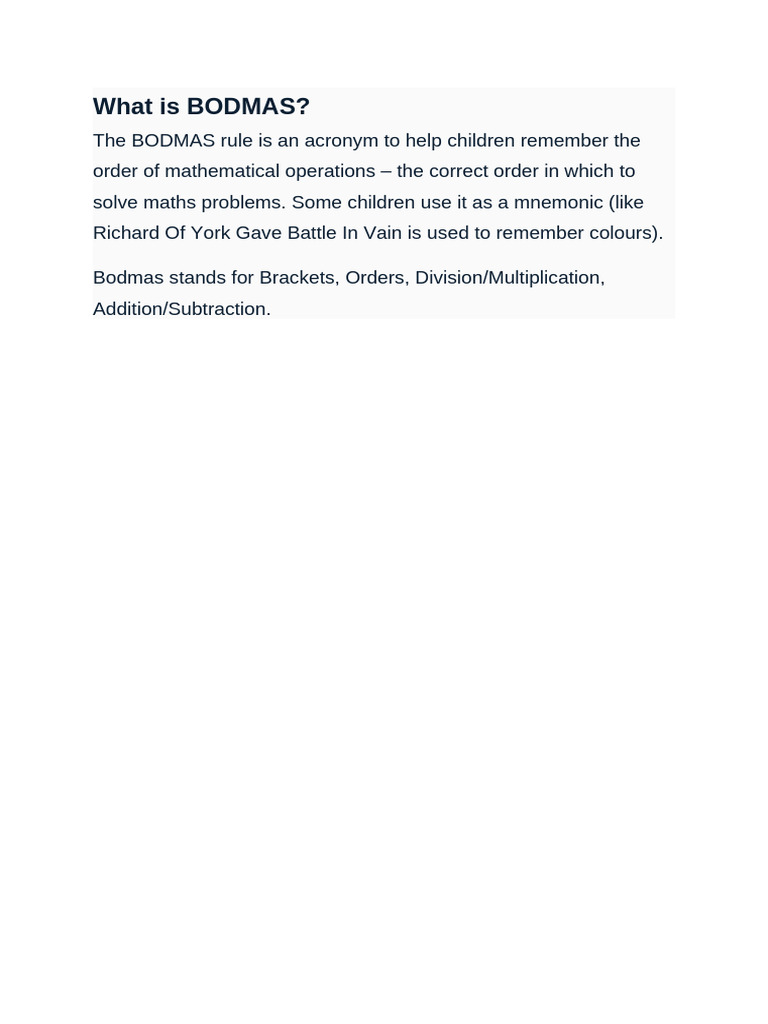 What Is Bodmas | PDF