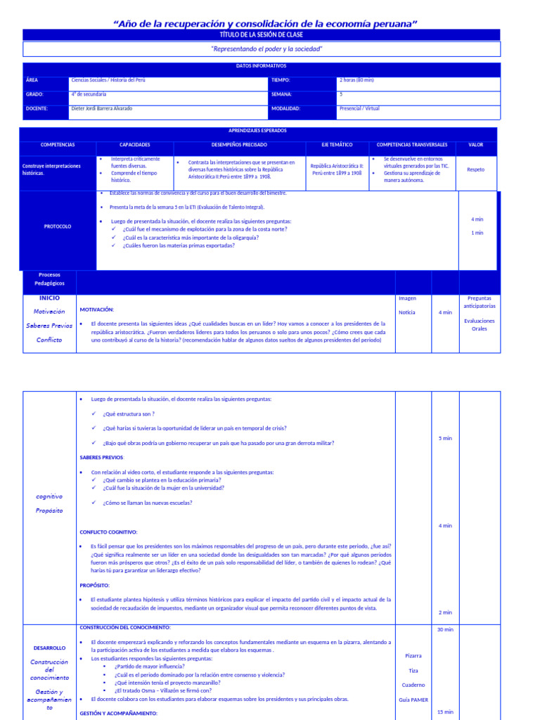 Sesión de Aprendizaje_S4_SEM5_HP_IBIM_2025 | PDF | Perú | Aprendizaje