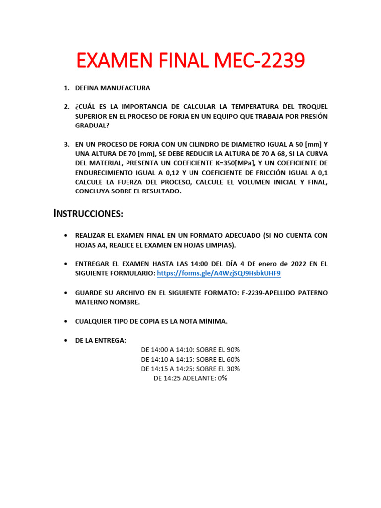 Examen Final 2 21 Mec2239 | PDF