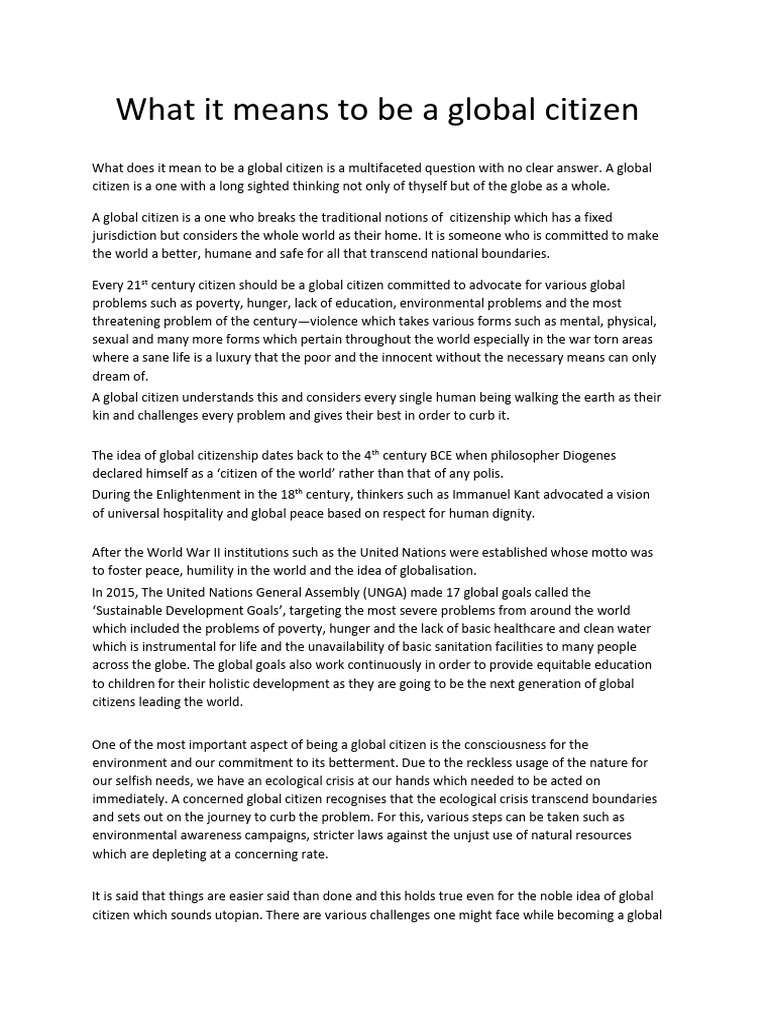 Understanding Global Citizenship | PDF | Citizenship | Sustainability