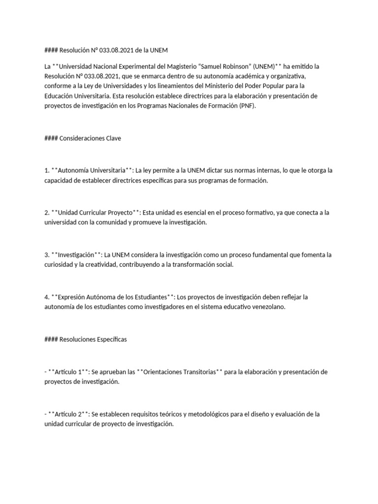 Directrices UNEM para Proyectos de Investigación | PDF | Evaluación ...