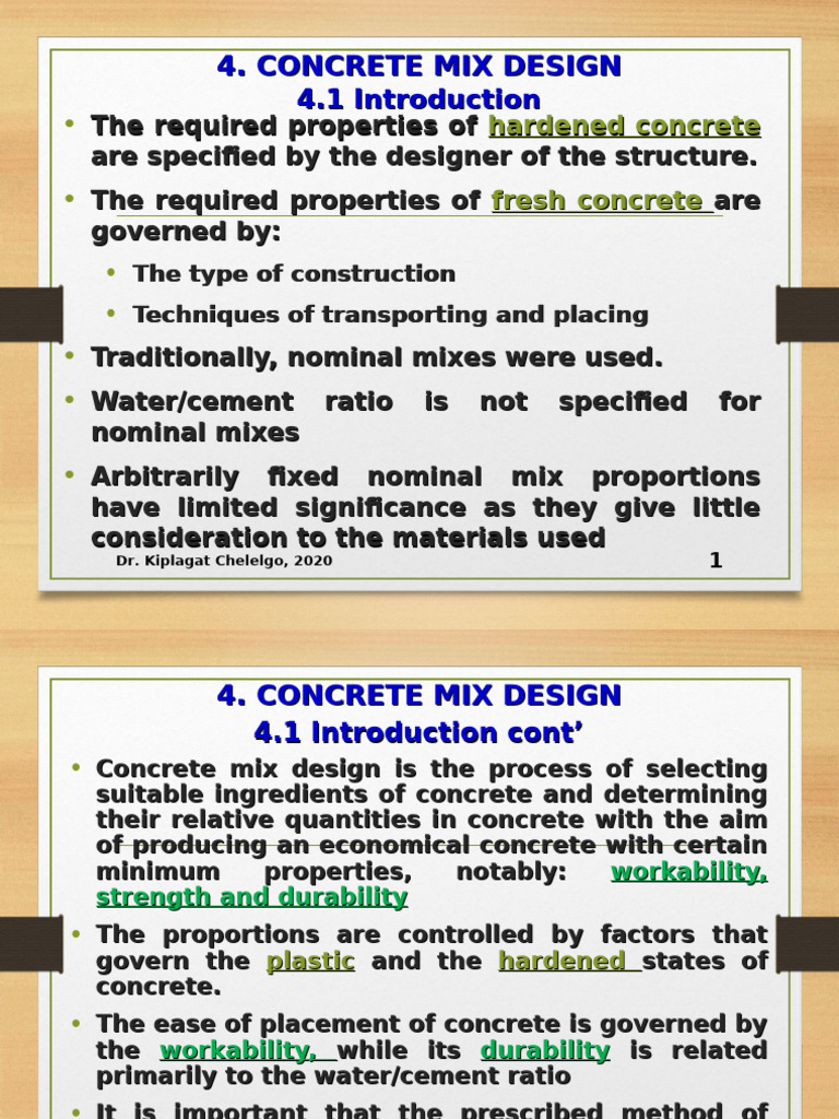 Concrete Mix Design Essentials | PDF | Concrete | Cement