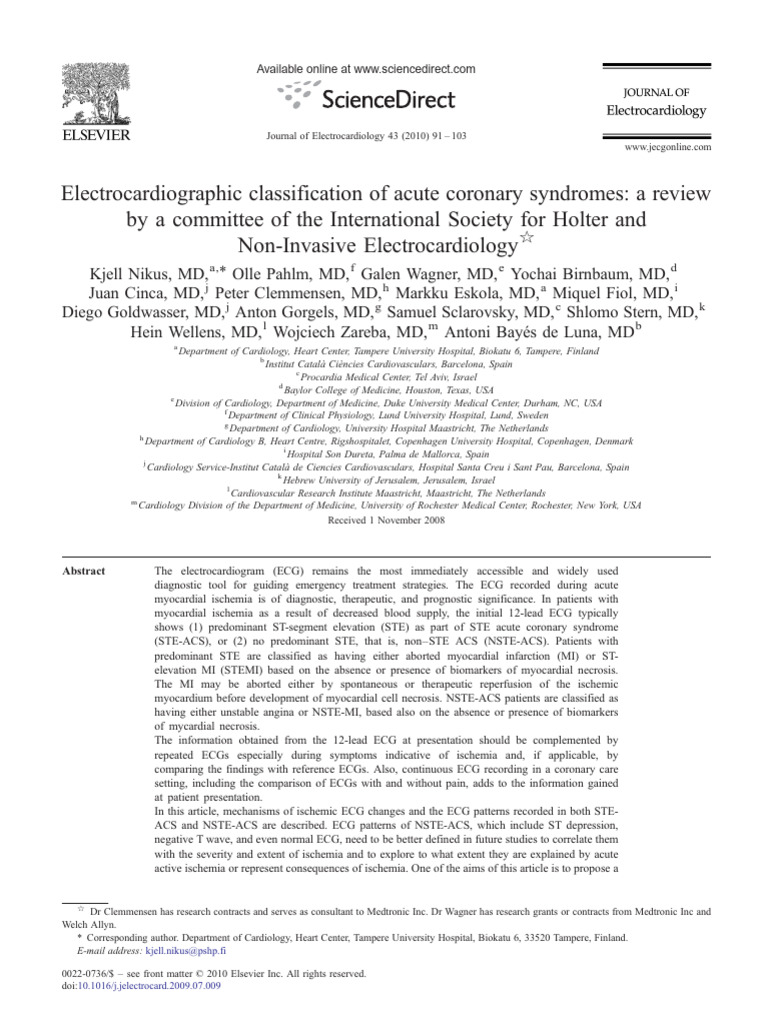 ECG Classification of ACS | PDF | Myocardial Infarction ...