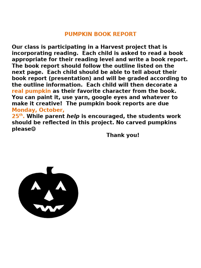 Pumpkin Book Report: The Little Prince | PDF