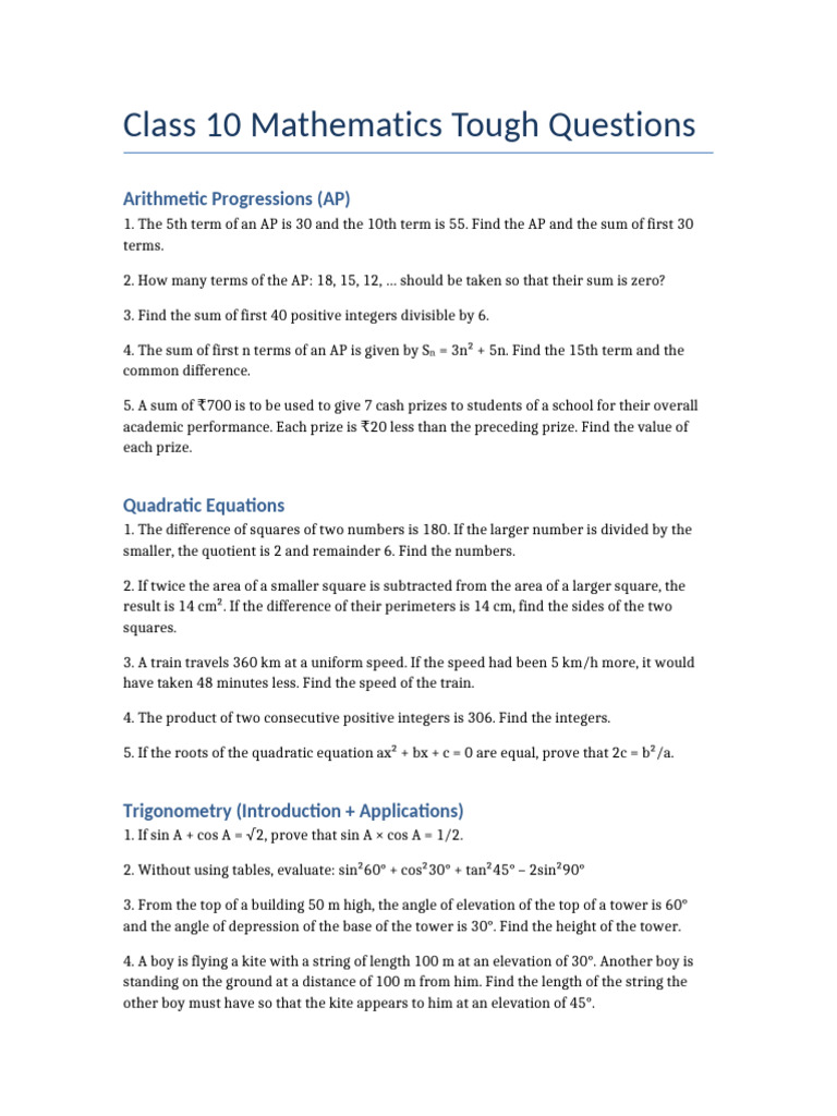 Class10 Tough Questions AP Trig QE | PDF