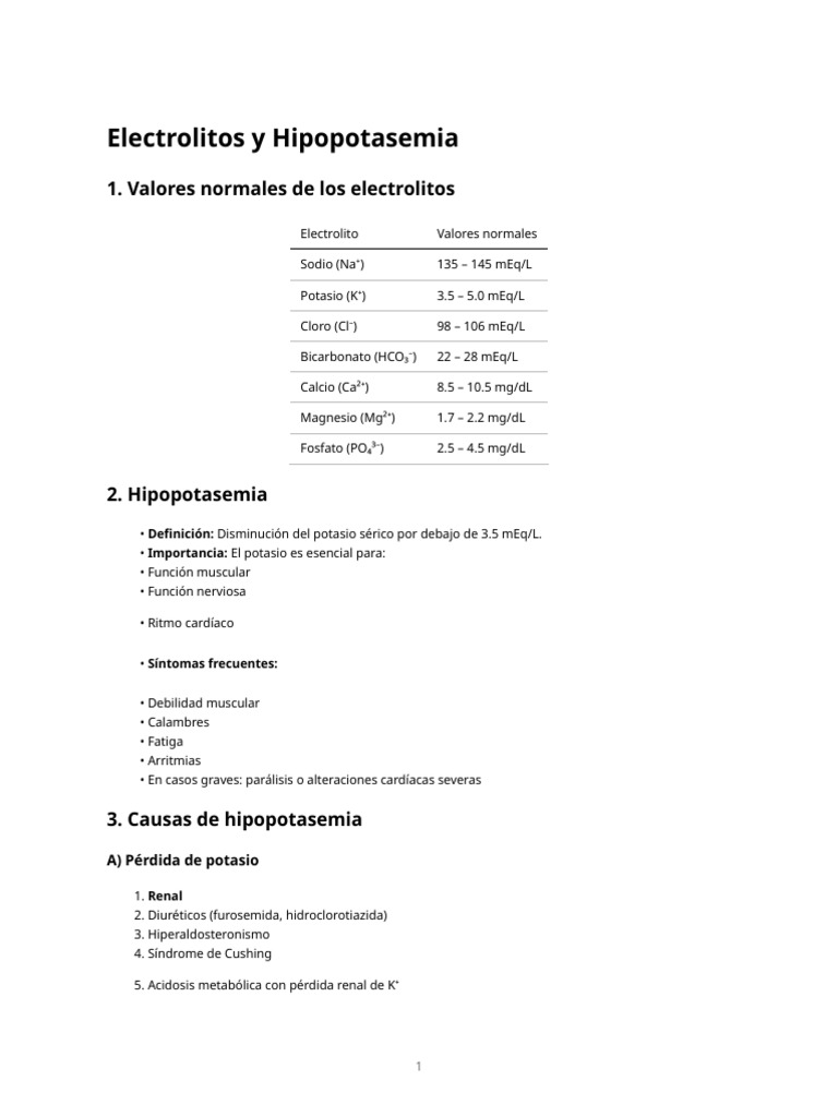 Hipopotasemia Y Electrolitos | PDF