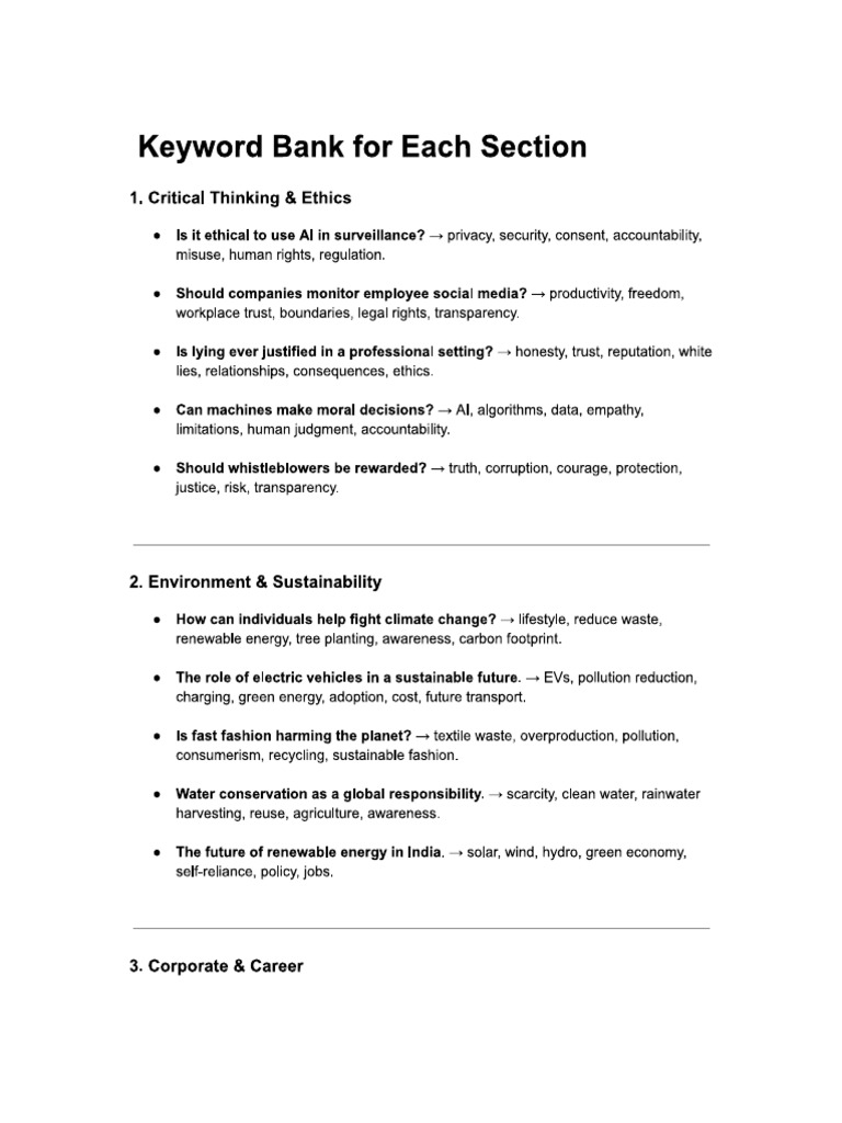Essay Frame Key Word Each Section | PDF