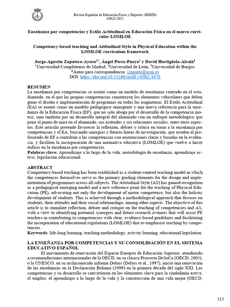 Competencias y Estilo Actitudinal en EF | PDF | Enseñando | Plan de ...