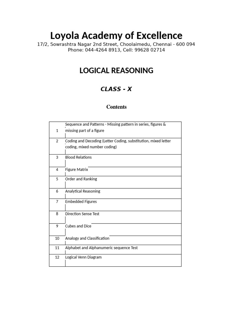Logical Reasoning for Class X Students | PDF | Multiplication | Numbers