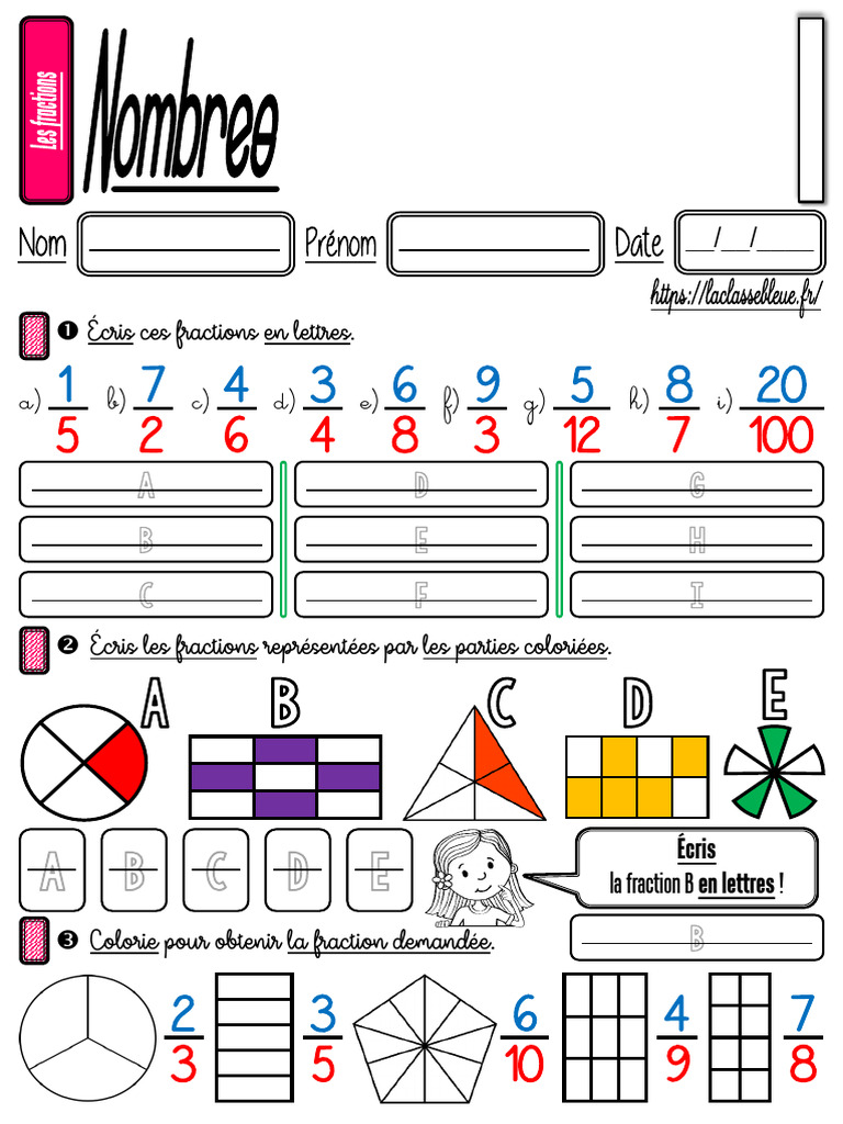 Activités sur les fractions CM1 | PDF