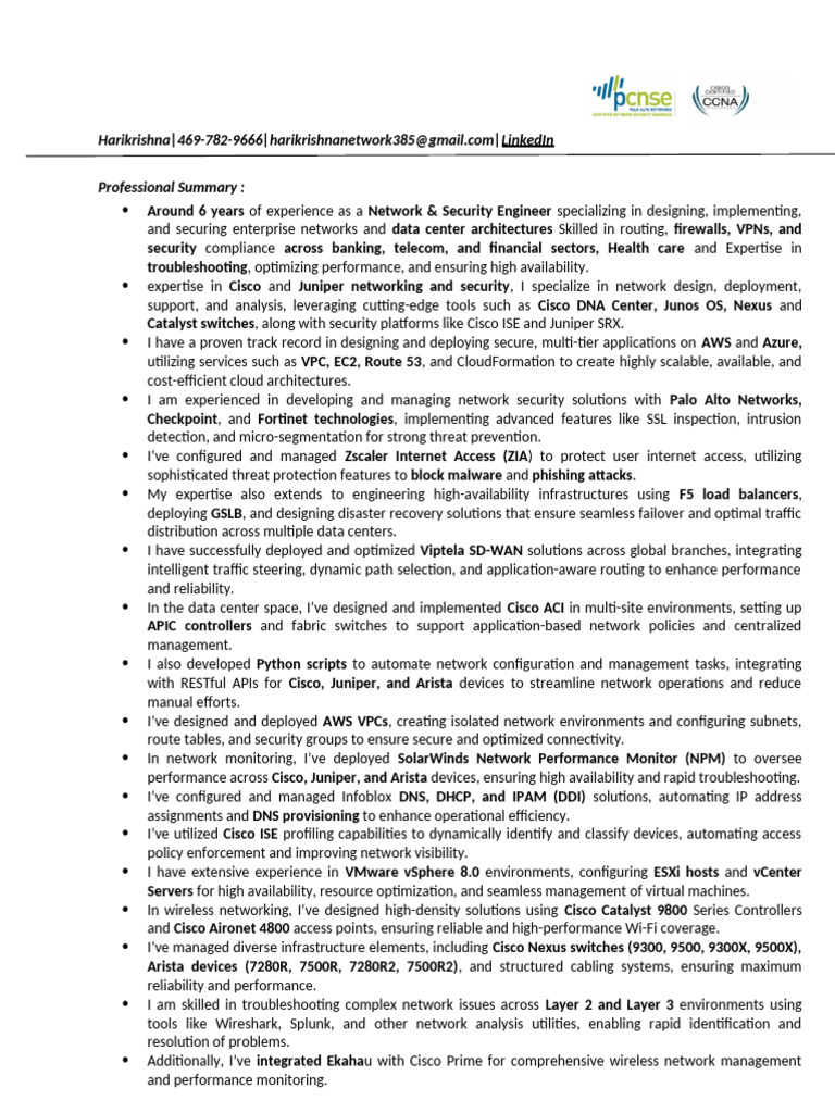 Hari NetworkEngineer | PDF | Computer Network | Firewall (Computing)