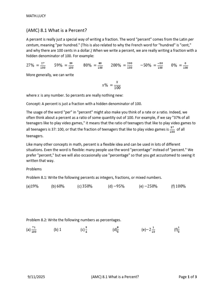 Understanding Percentages and Calculations | PDF | Percentage | Ratio