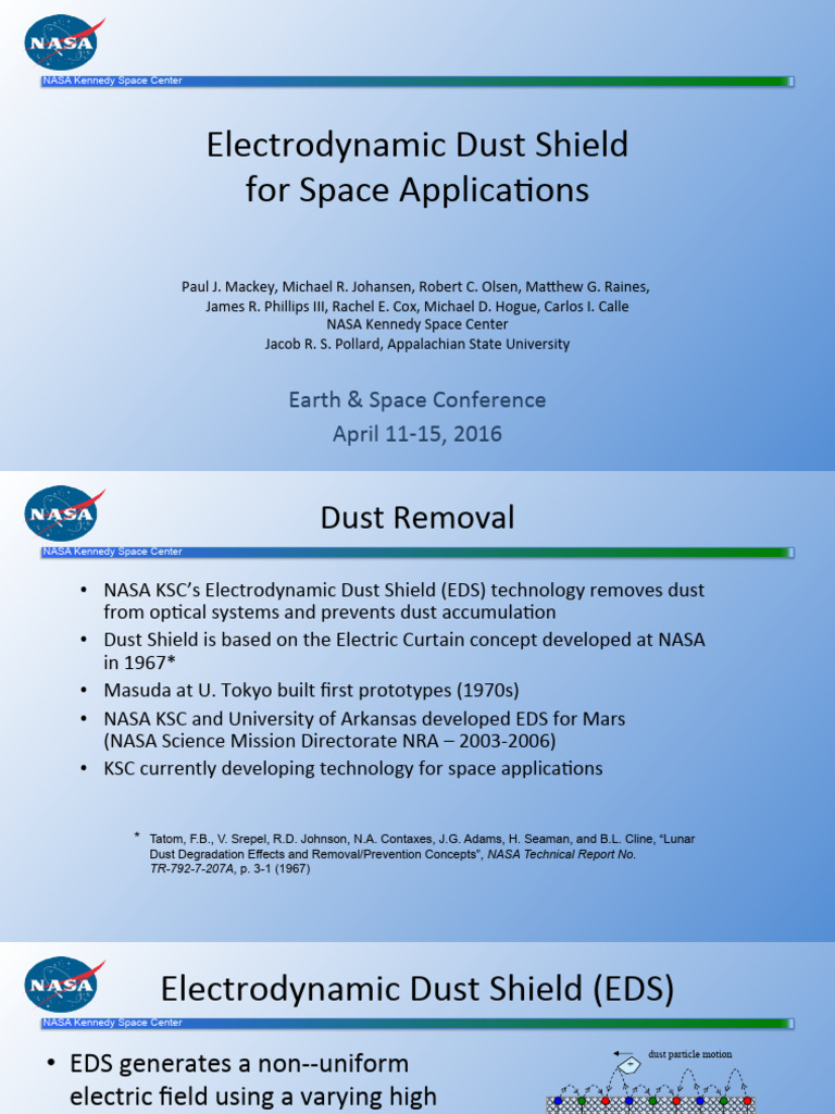 NASA Electrodynamic Dust Shield Overview | PDF | Materials | Physical ...