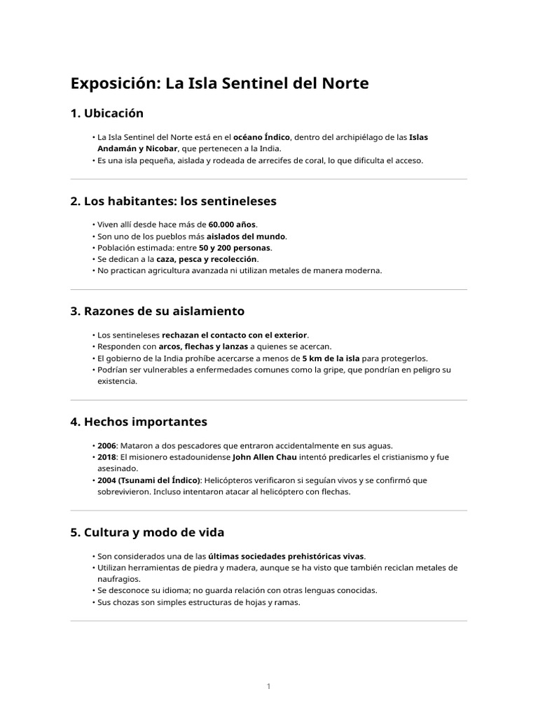 Isla Sentinel del Norte: Aislamiento y Cultura | PDF