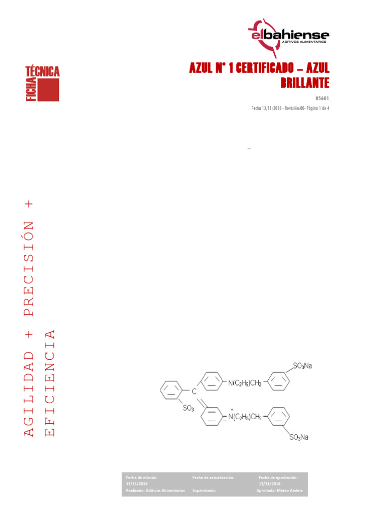 Azul N° 1: Colorante Certificado | PDF | Color | Química