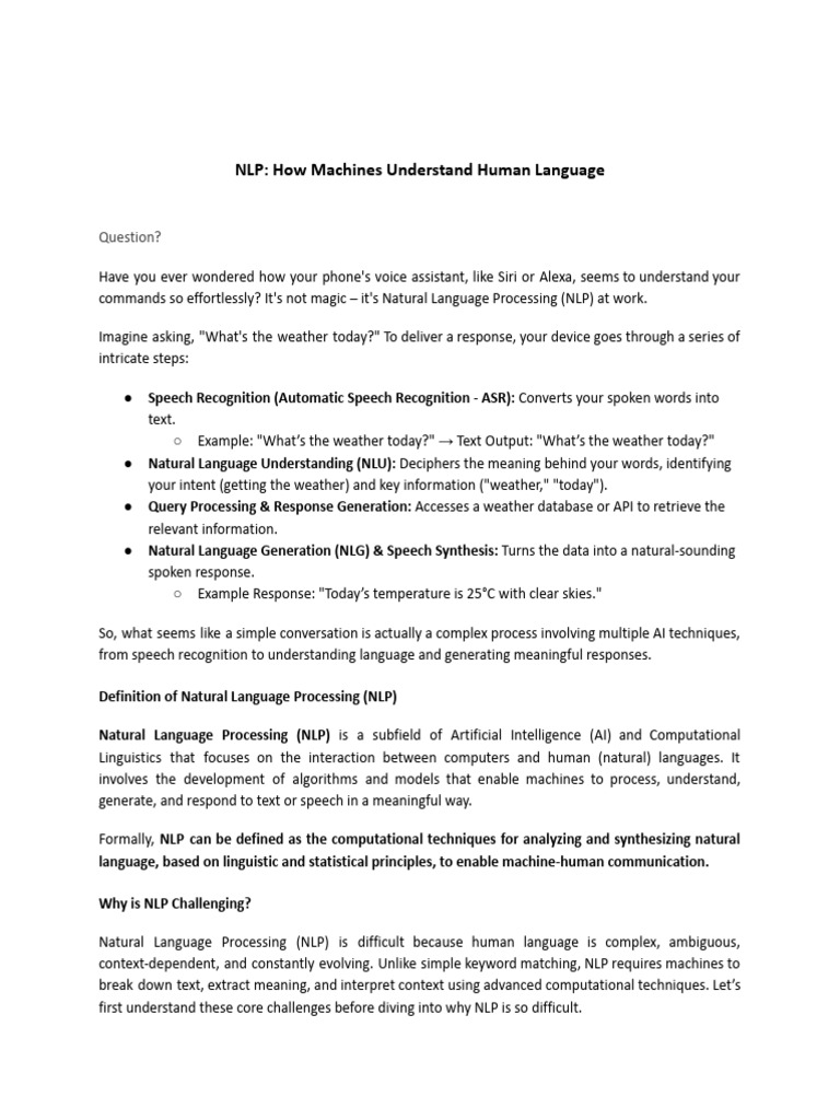 Lecture1 Notes - Intro To NLP | PDF | Ambiguity | Speech Recognition