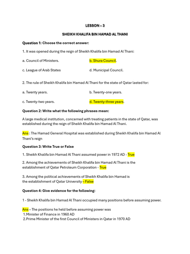 Achievements of Sheikh Khalifa Al Thani | PDF