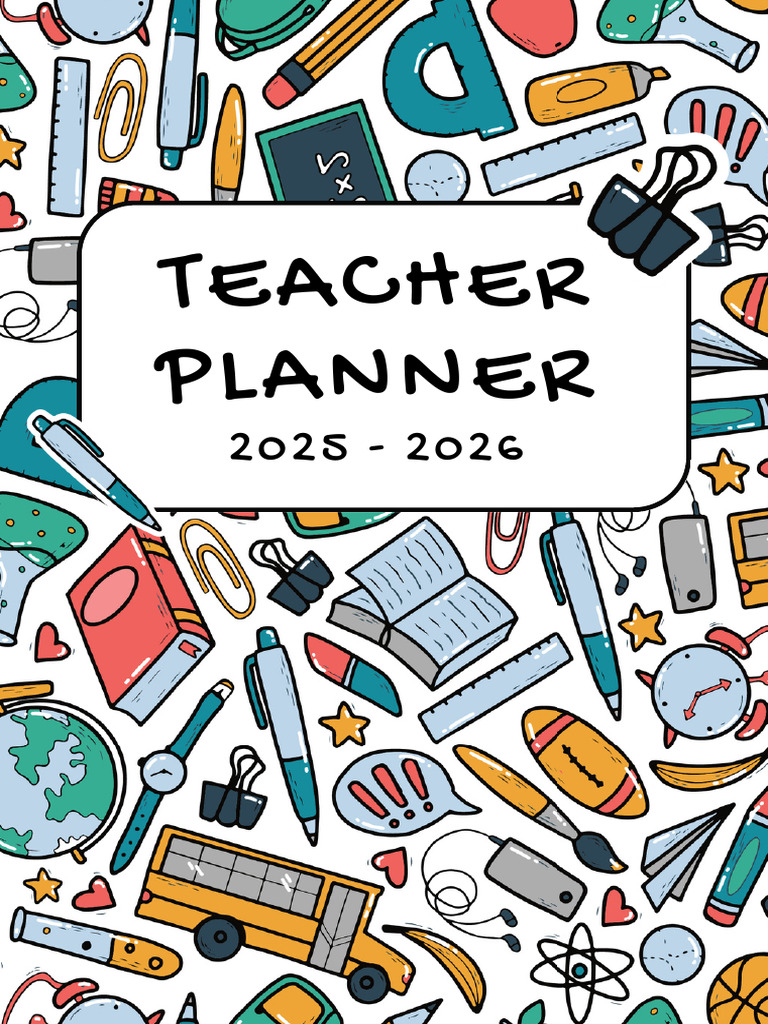 Teacher Planner in Green and Blue Doodle Style | PDF