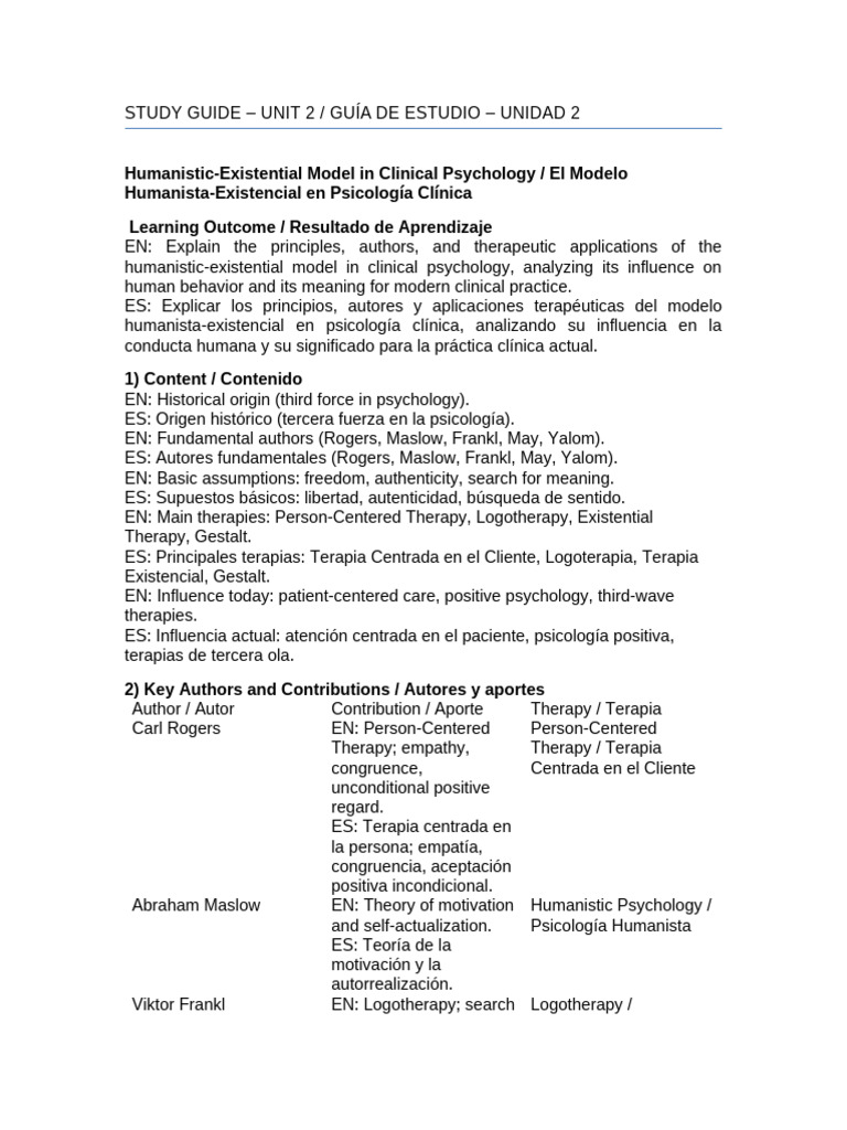 CLIL Study Guide Humanistic Existential Model (1) | PDF | Ciencias del ...