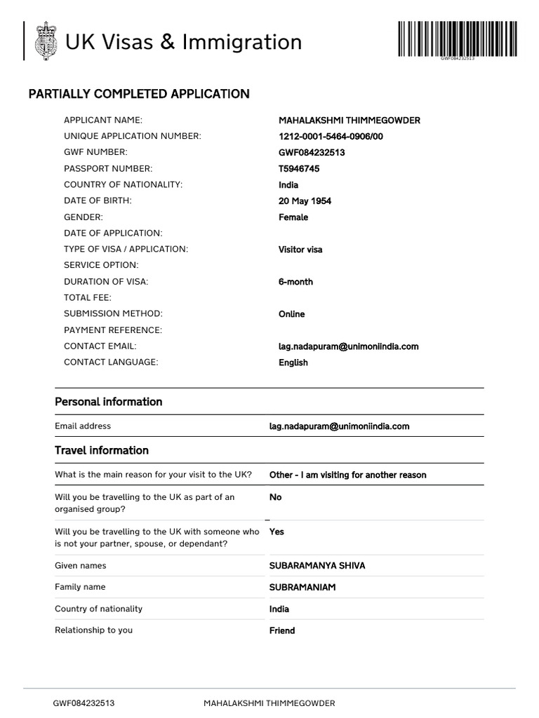 Thimmegowder Mahalakshmi 2025-07!30!06-29 Incomplete Application | PDF ...