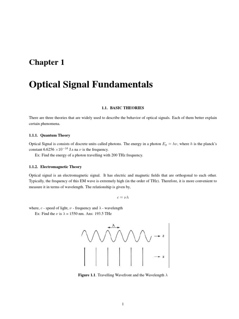 Optical Signal Fundamentals: 1.1. Basic Theories | PDF