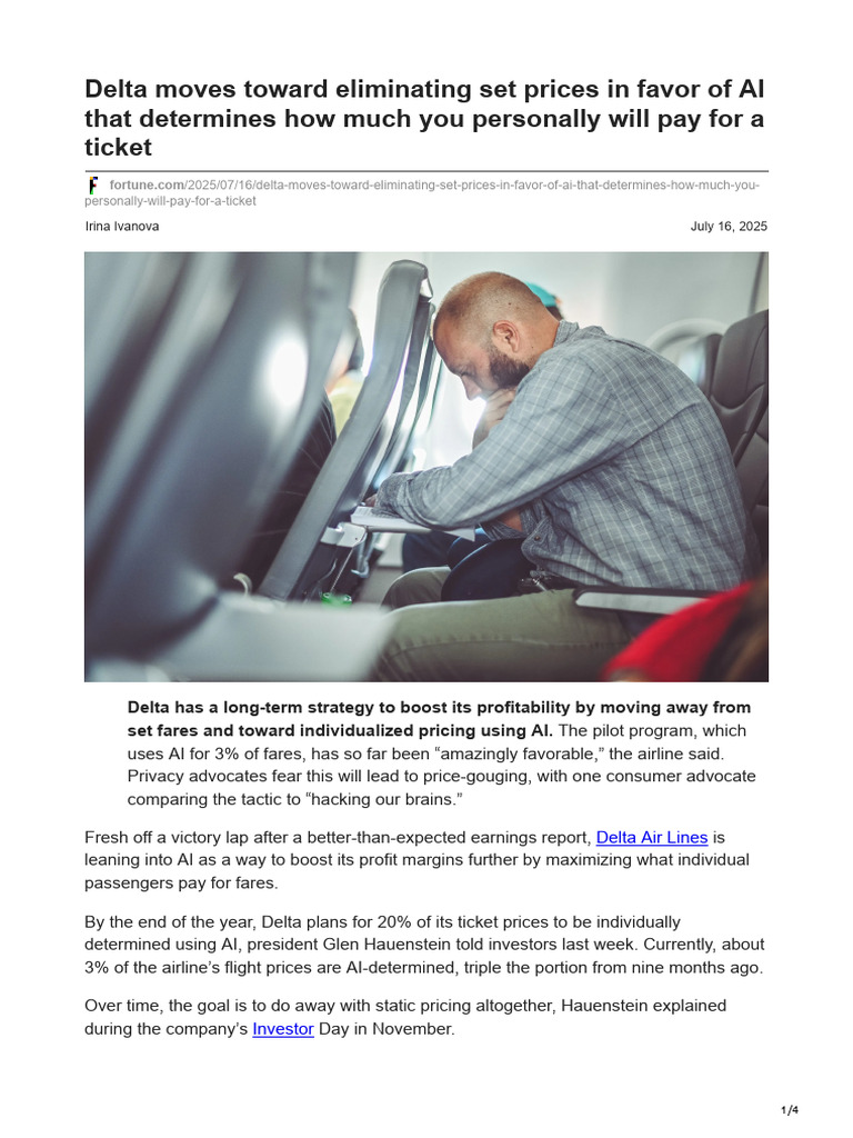 Delta's AI-Driven Ticket Pricing Strategy | PDF | Delta Air Lines | Pricing