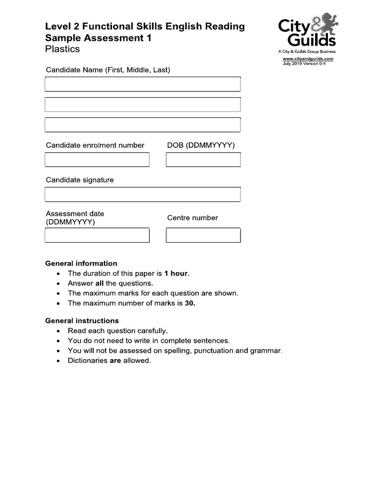 L2 Reading Practice Paper | PDF