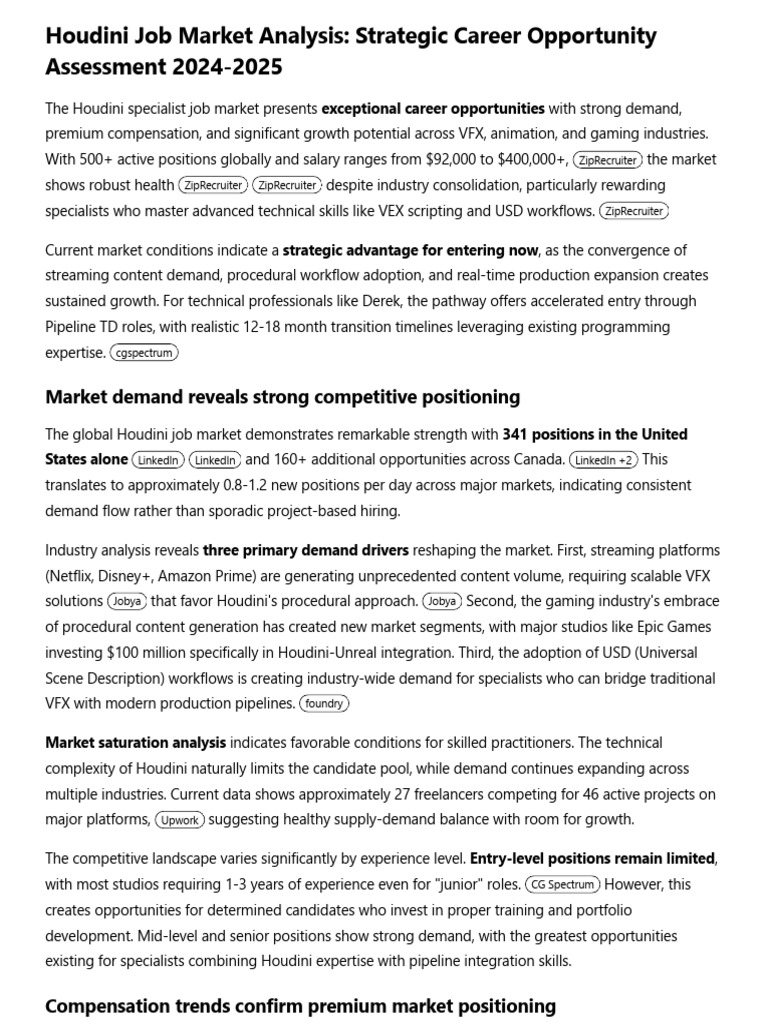 Houdini Job Market Insights 2024-2025 | PDF | Simulation | Mentorship
