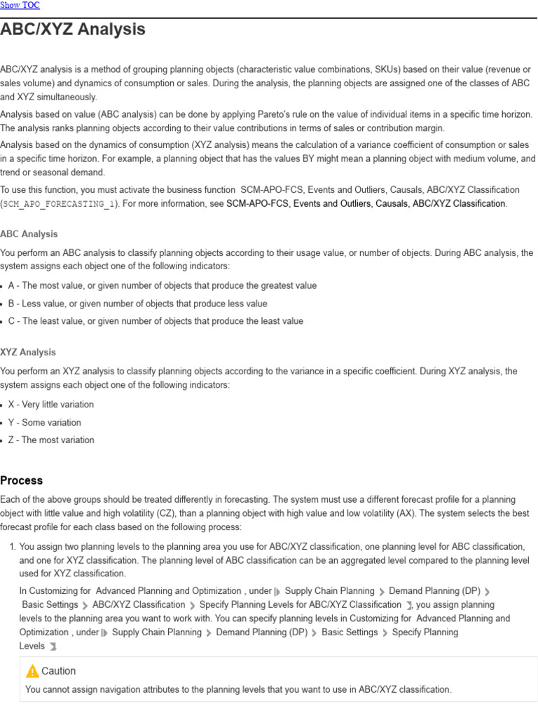 ABC_XYZ Analysis - SAP Documentation | PDF