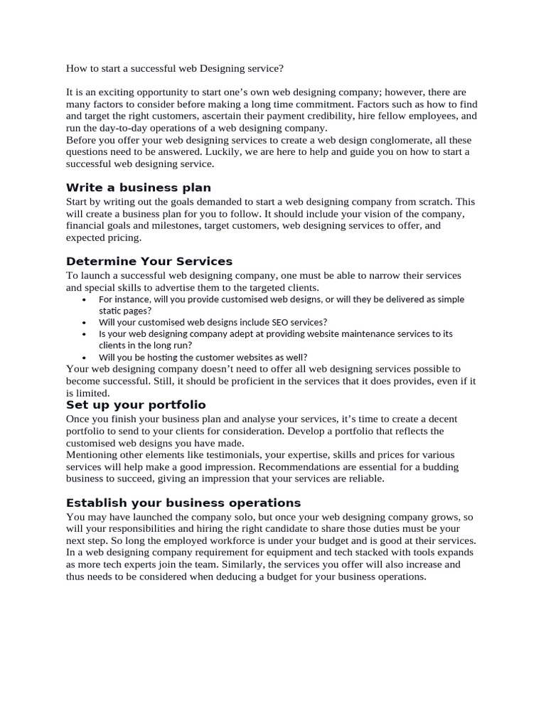 Starting a Successful Web Design Service | PDF | Web Design