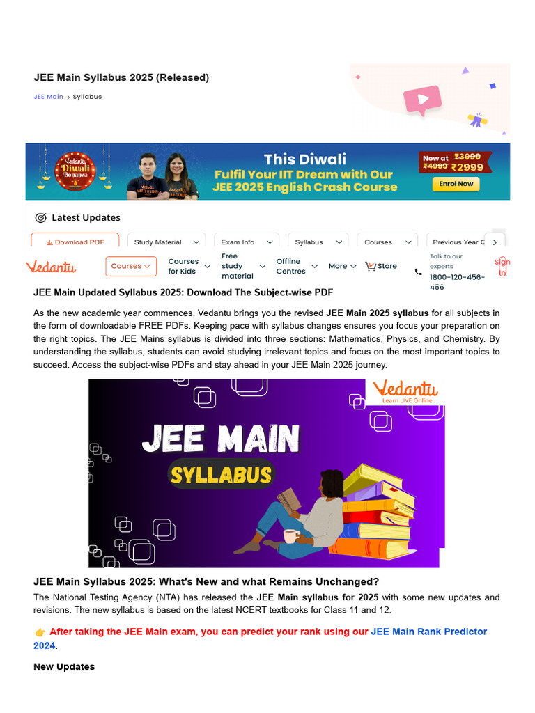 JEE Main 2025 Chemistry Syllabus PDF | PDF | Chemistry | Chemical Compounds