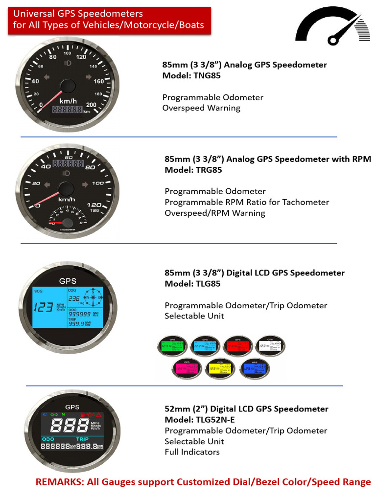 Universal GPS Speedometers Overview | PDF | Manufactured Goods | Equipment