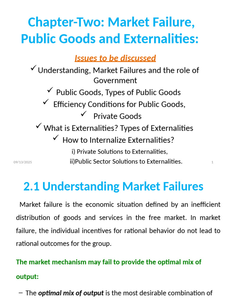 M. Failure, P. Goods and Externalities | PDF | Externality | Public Good
