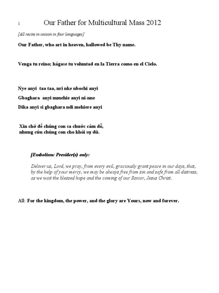 Multilingual Our Father Prayer | PDF | Law