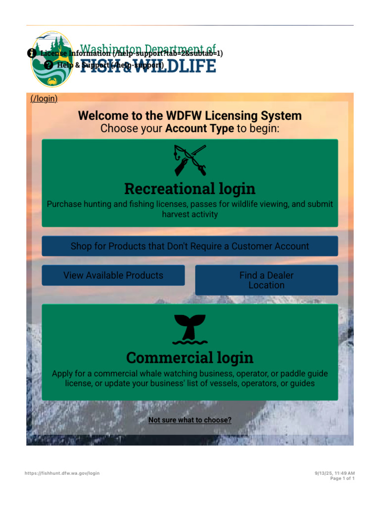 WDFW Licensing System Login Guide | PDF