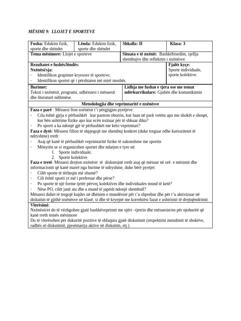 2.4. Llojet e Sporteve | PDF