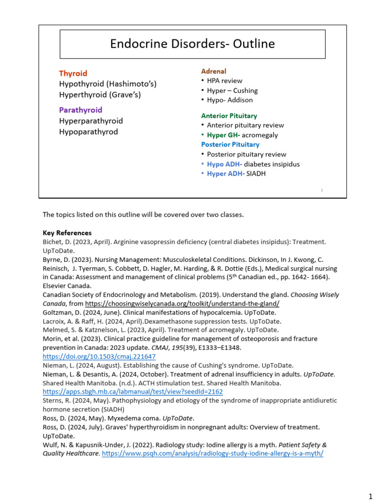 Endocrine NOTE Part 1 | PDF | Hyperthyroidism | Hypothyroidism