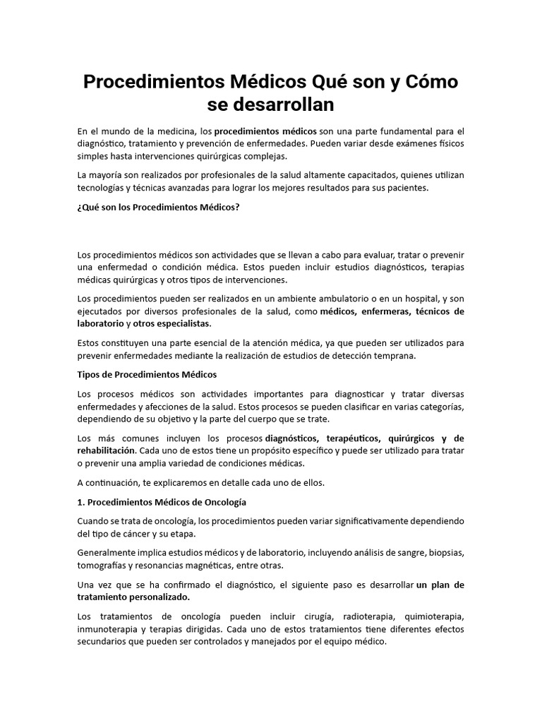 1.-Procedimientos Médicos Qué Son y Cómo Se Desarrollan | PDF ...