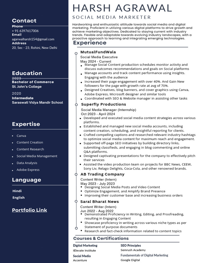 Resume Harsh 2024 Edit PDF | PDF | Social Media | Popular Culture ...