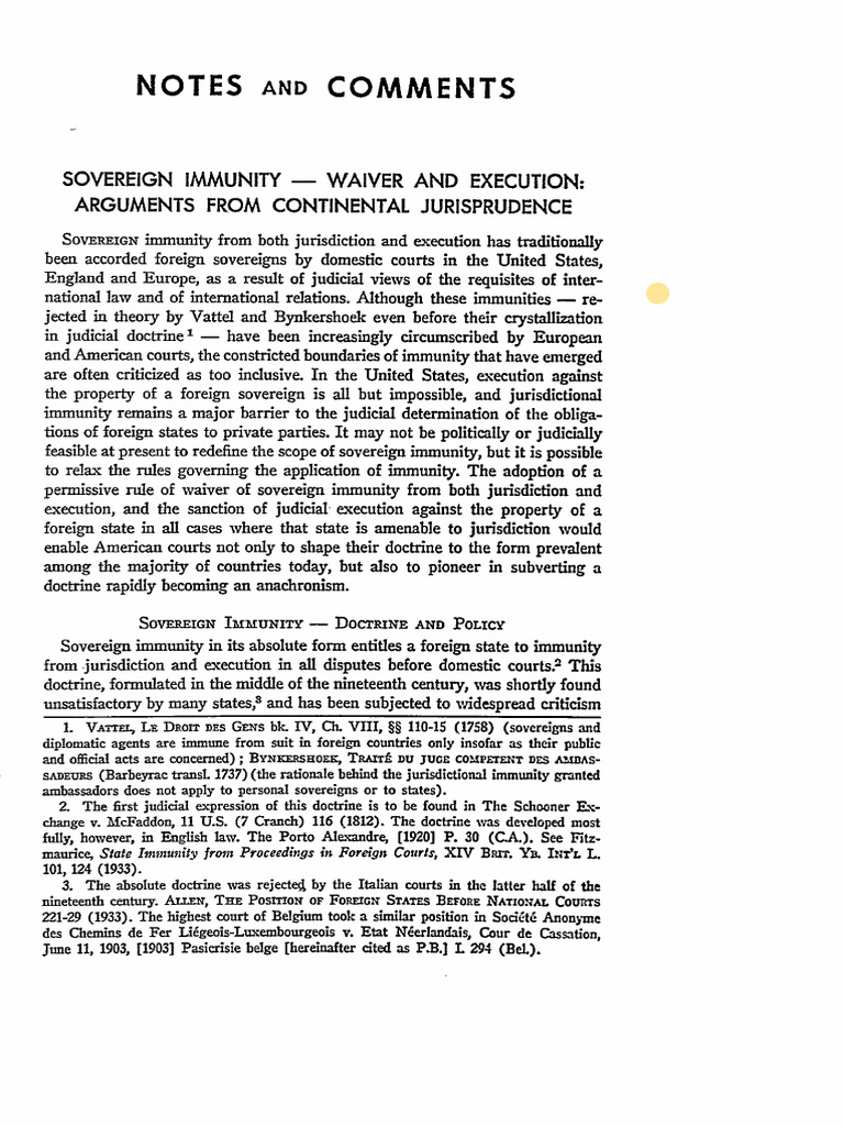 Sovereign Immunity: Jurisdiction and Waiver | PDF | Sovereign Immunity ...
