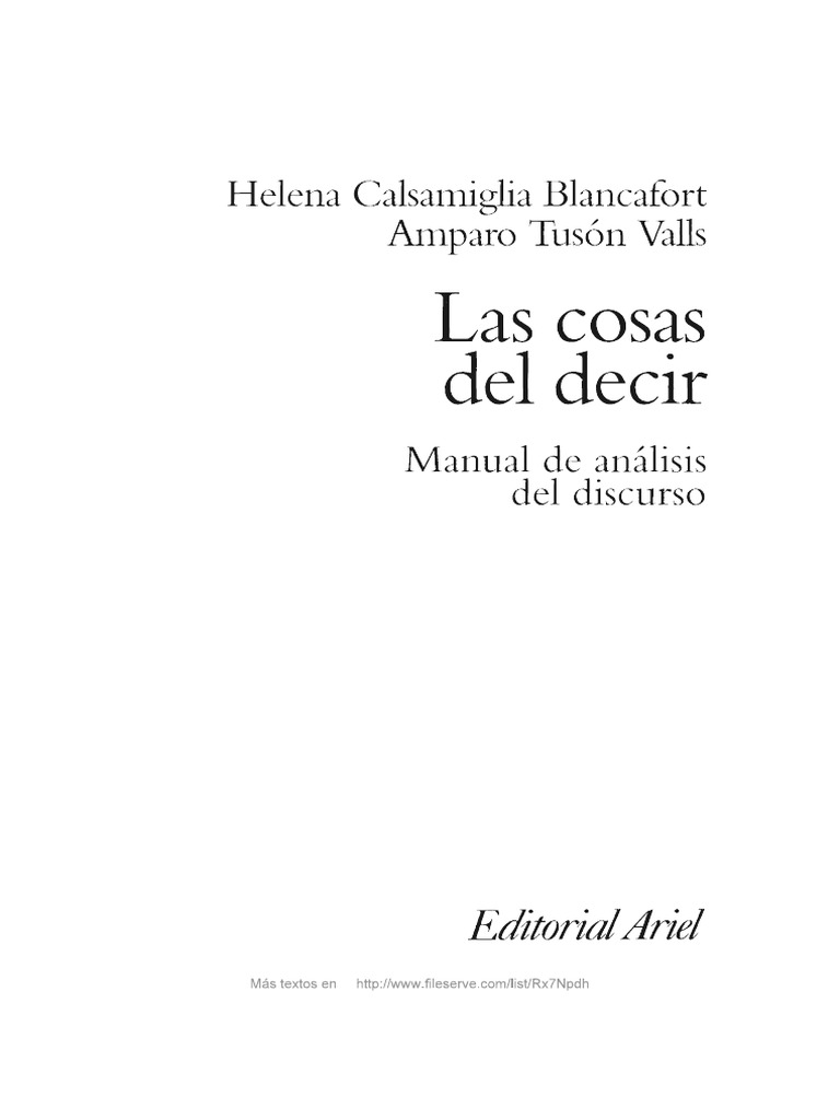 Calsamiglia y Tuson-Las Cosas Del Decir-Cap 9 | PDF
