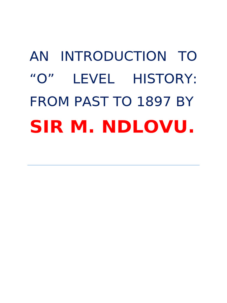 O Level History: Key Concepts to 1897 | PDF