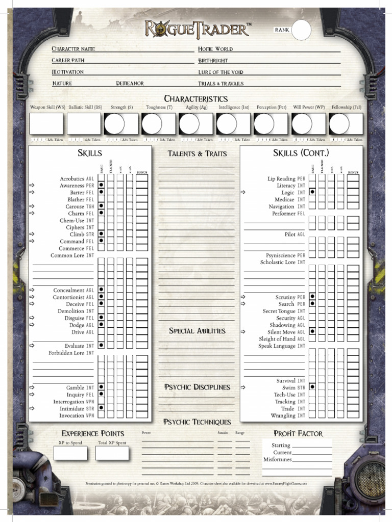 2015 RT Typeable Character Record Sheet | PDF