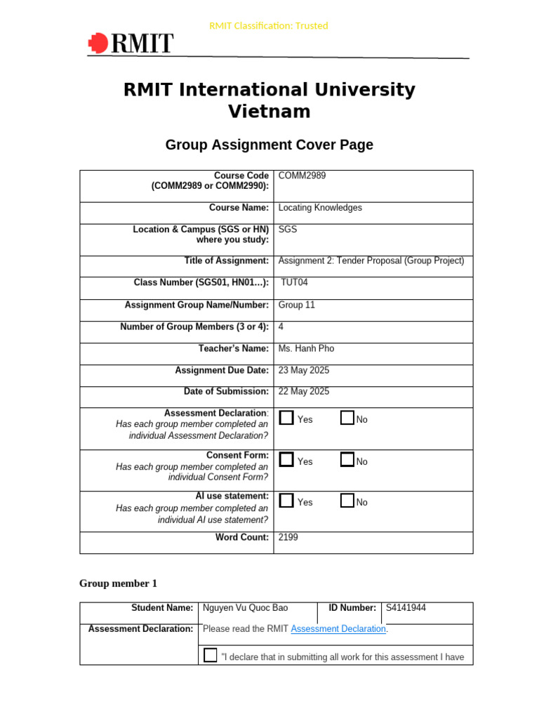 Locating Knowledge Asm02 Tender Proposal Group 11 RMIT SGS | PDF | Vietnam | Vietnamese People