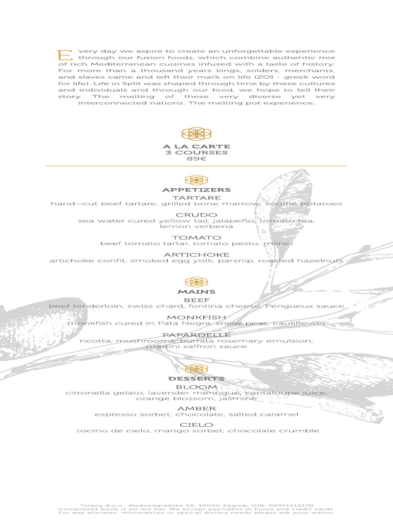 ZOI Dinner Menu | PDF