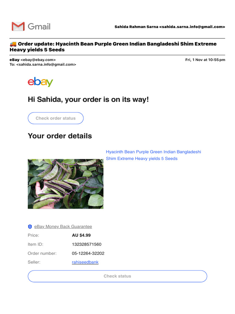 ? Order Update - Hyacinth Bean Purple Green Indian Bangladeshi Shim ...